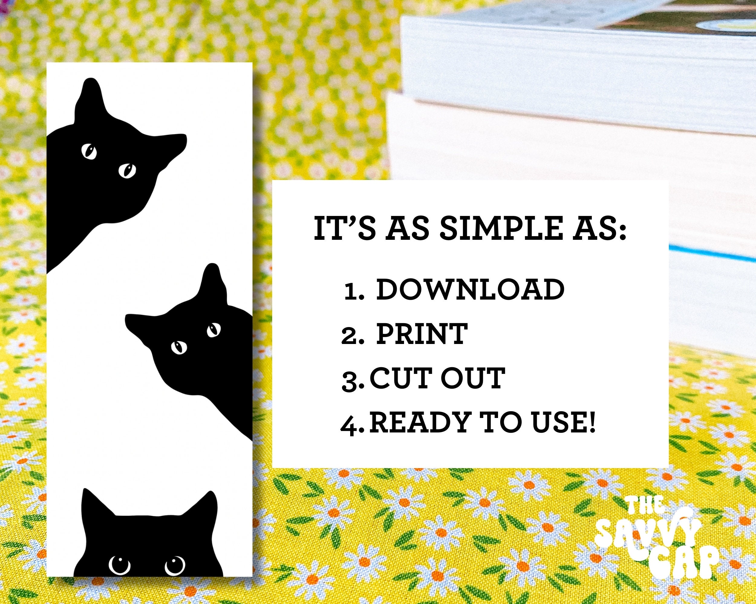 Black Cat Bookmark • Book Lover Gift (instant Download - Etsy