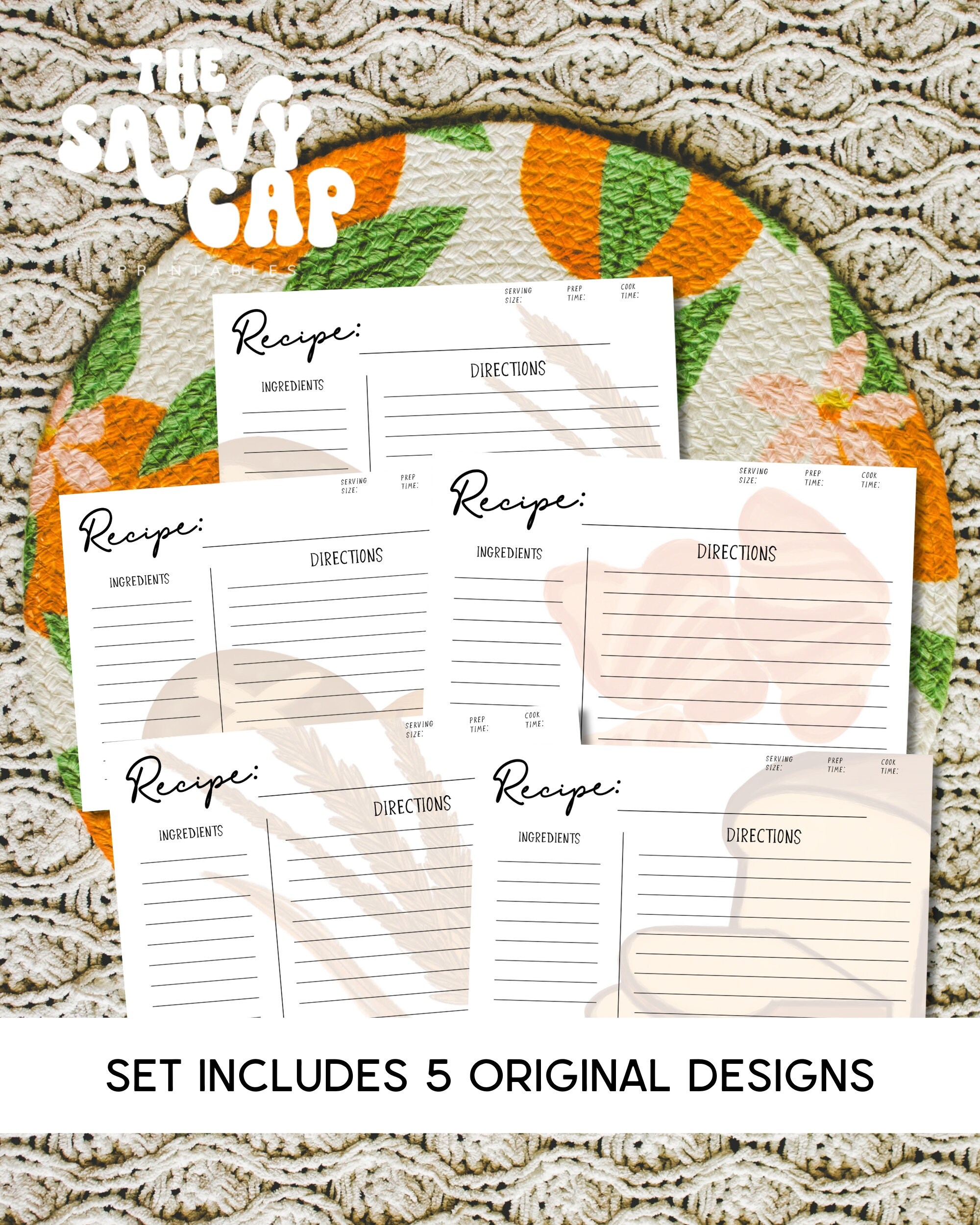 PRINTABLE Bread Recipe Cards • Blank Design • Instant Download • 4x6 ...