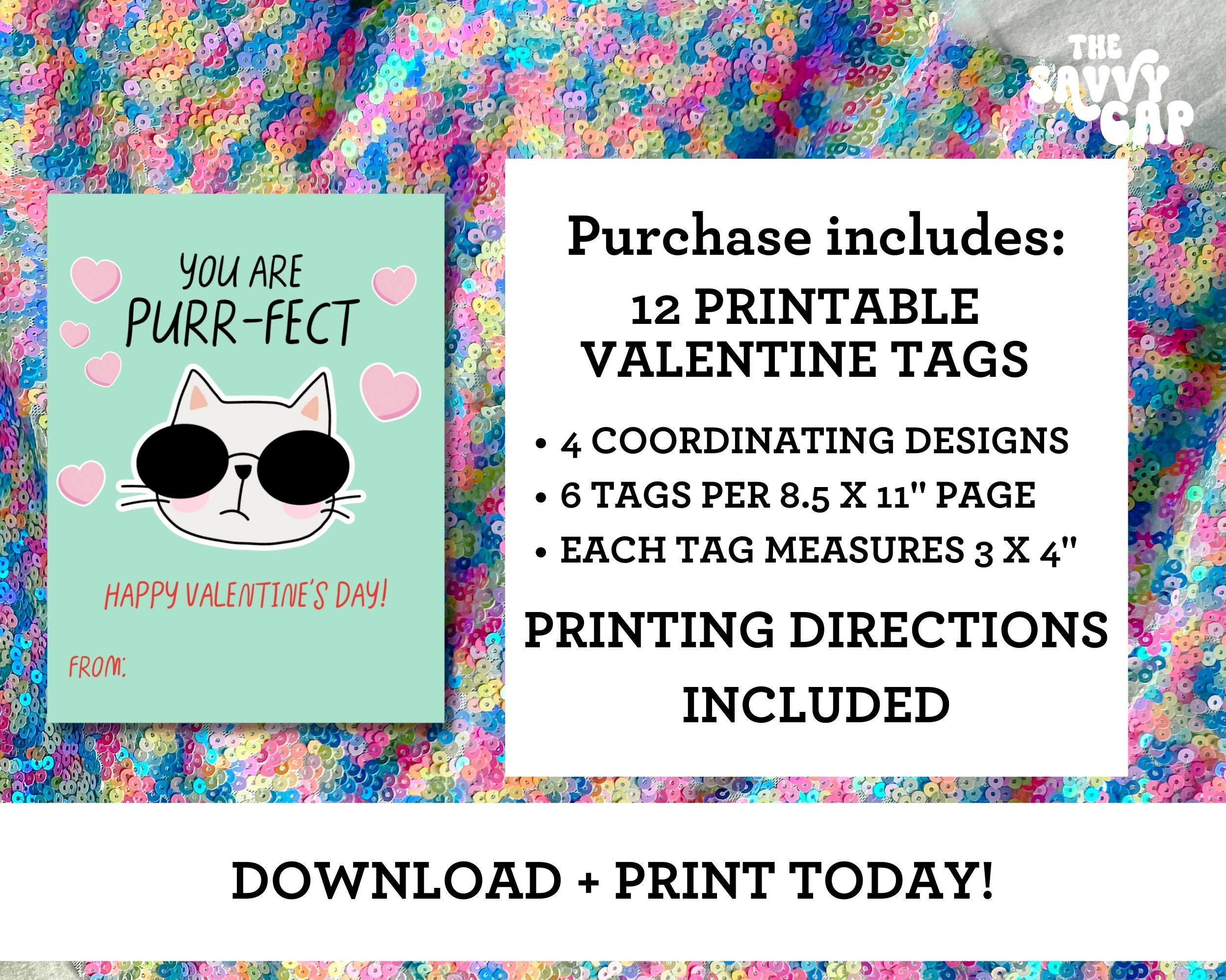 Printable Cool Cat Valentine's Day Cards (instant Download) - Etsy