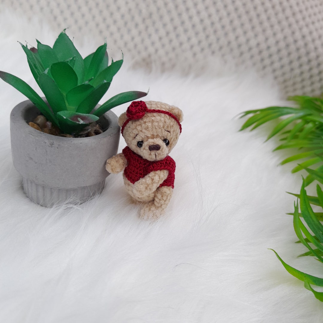 Miniature Teddy Bear in Dress. Mini Plushie Teddy Bear. Dolls Pet ...