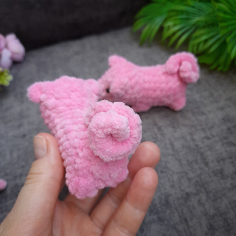 Mini Stuffed Plush Pink Pig. Little Cute Stuffed Piggy Amigurumi. Doll ...