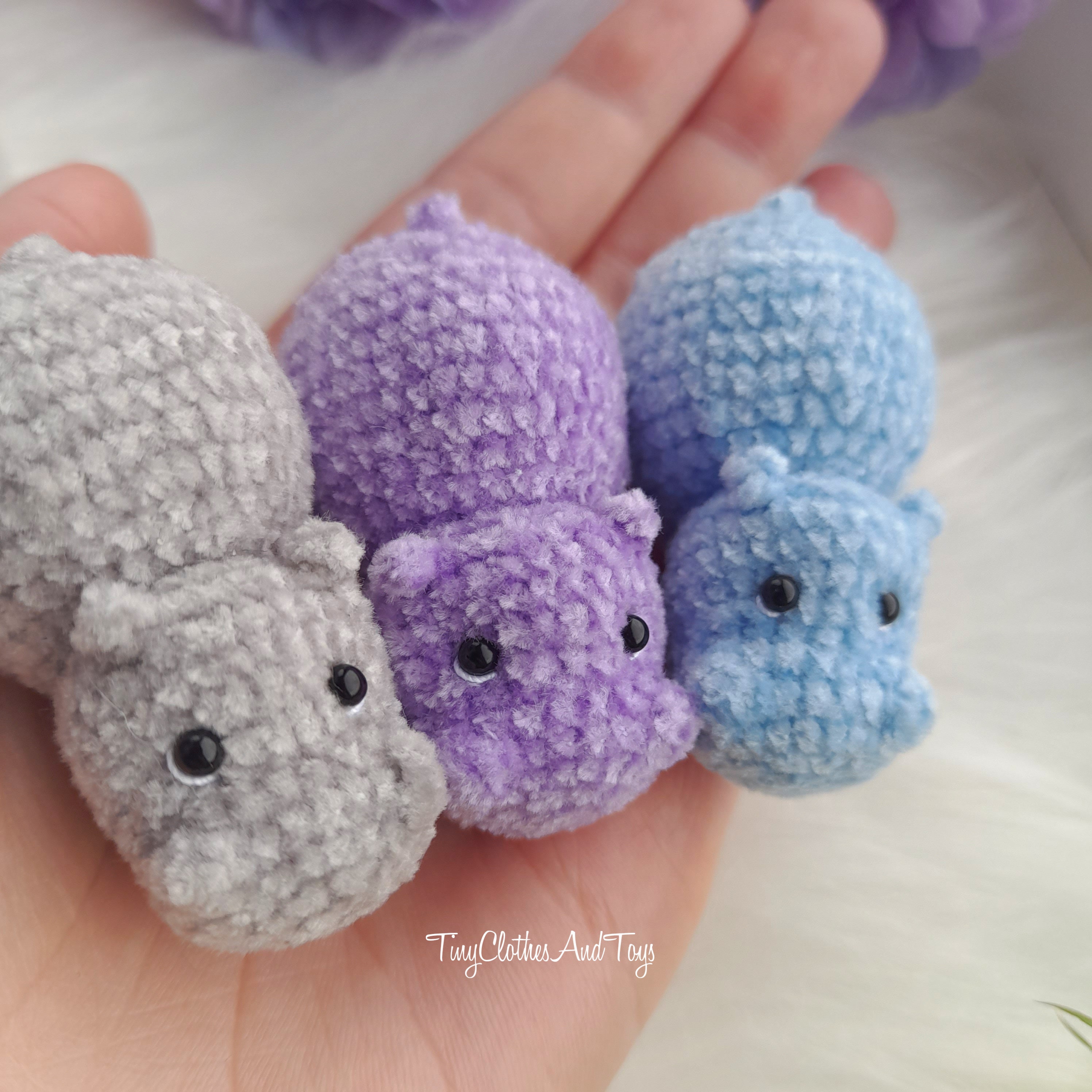 Tiny Crochet Hippo. Cute Small Plush Hippo. Pocket Pet Friend. Little ...
