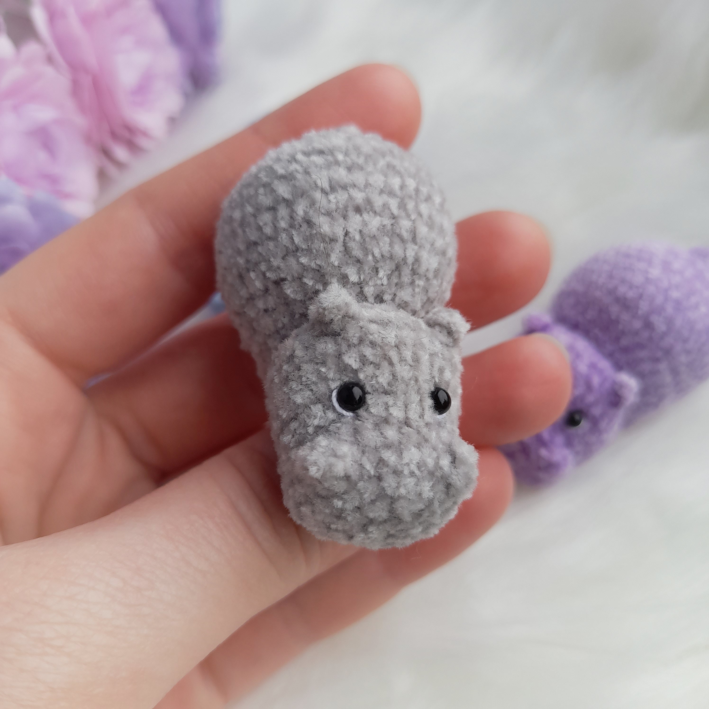 Tiny Crochet Hippo. Cute Small Plush Hippo. Pocket Pet Friend. Little ...