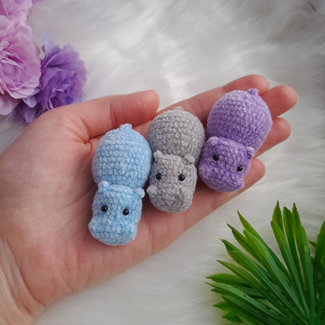 Tiny Crochet Hippo. Cute Small Plush Hippo. Pocket Pet Friend. Little ...