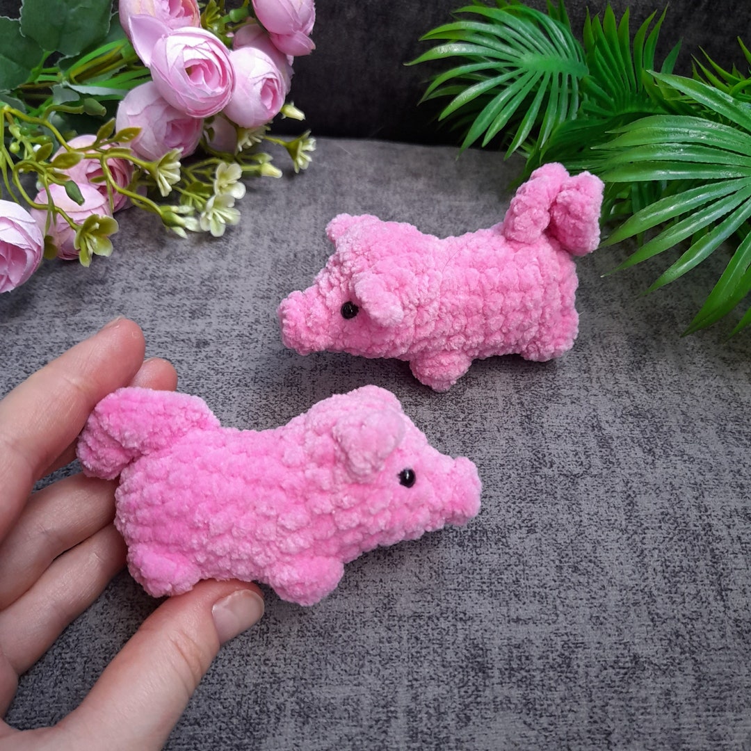 Mini Stuffed Plush Pink Pig. Little Cute Stuffed Piggy Amigurumi. Doll ...