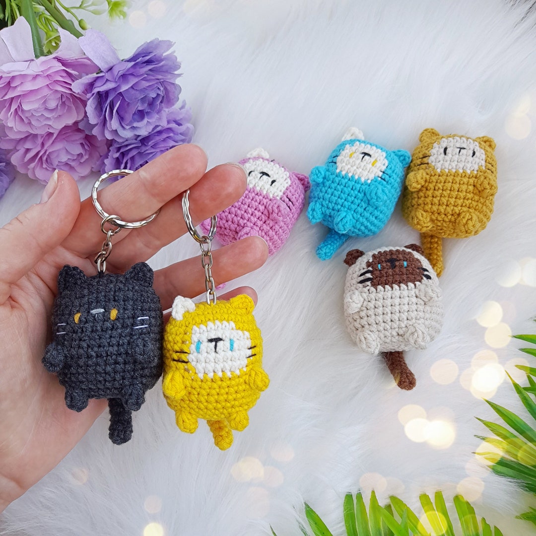 Mini Stuffed Cute Cat, Keychain. Small Siamese Kitten. Little Mustard ...