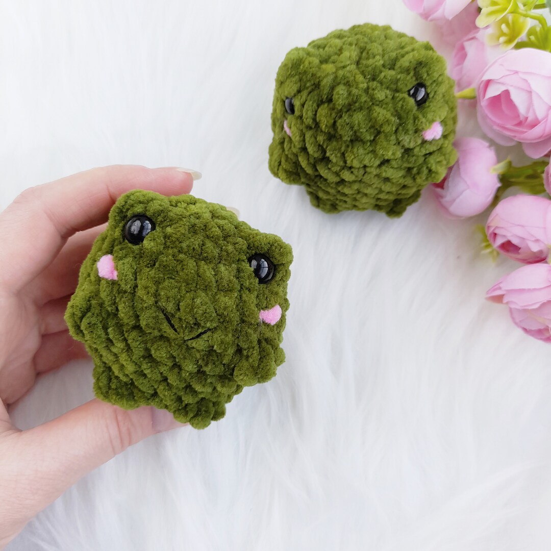 Miniature Plush Frog. Crochet Green Frog Toy. Pocket Pet Friend. Cute ...