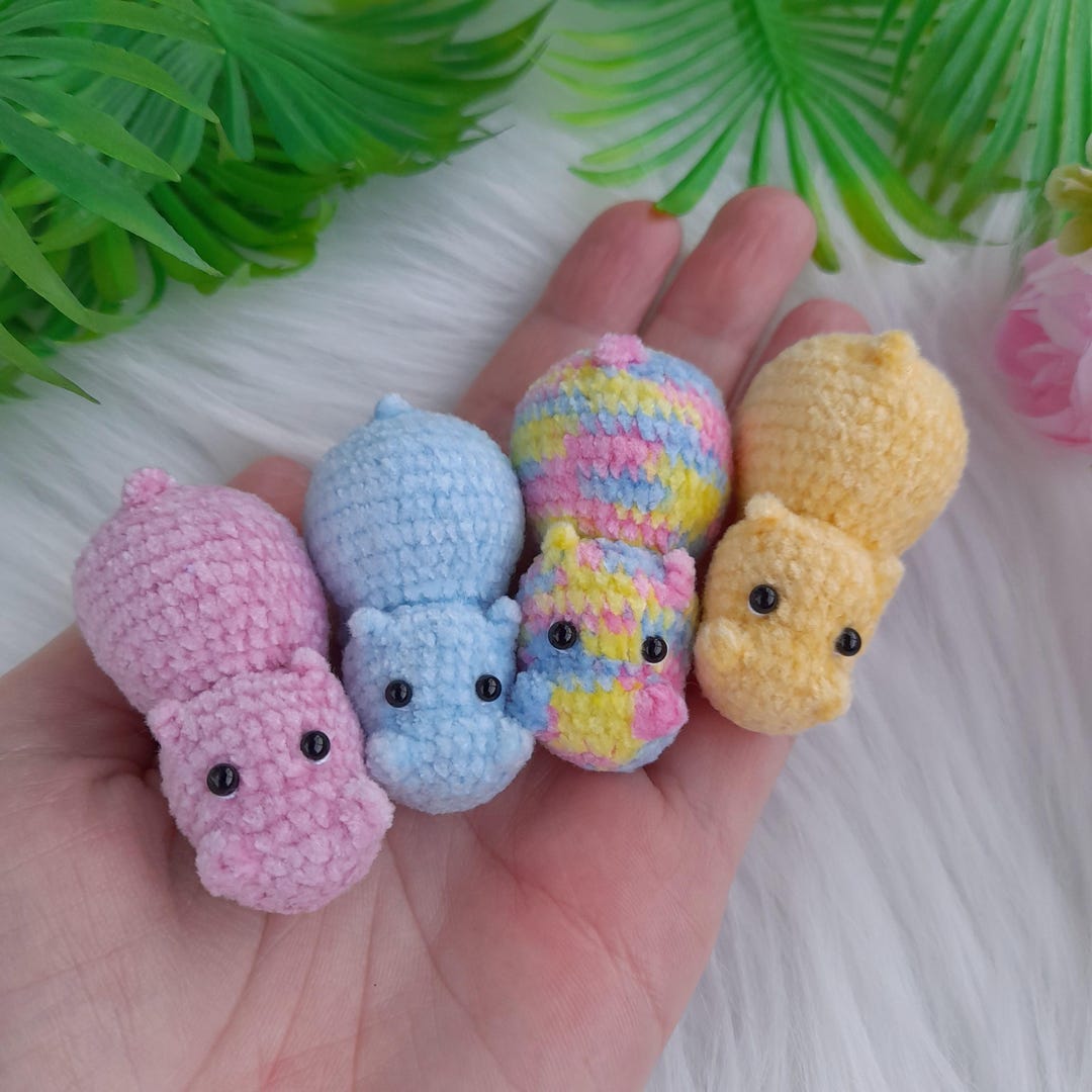 Mini Stuffed Hippo. Cute Tiny Plush Hippopotamus. Pocket Pet Friend ...
