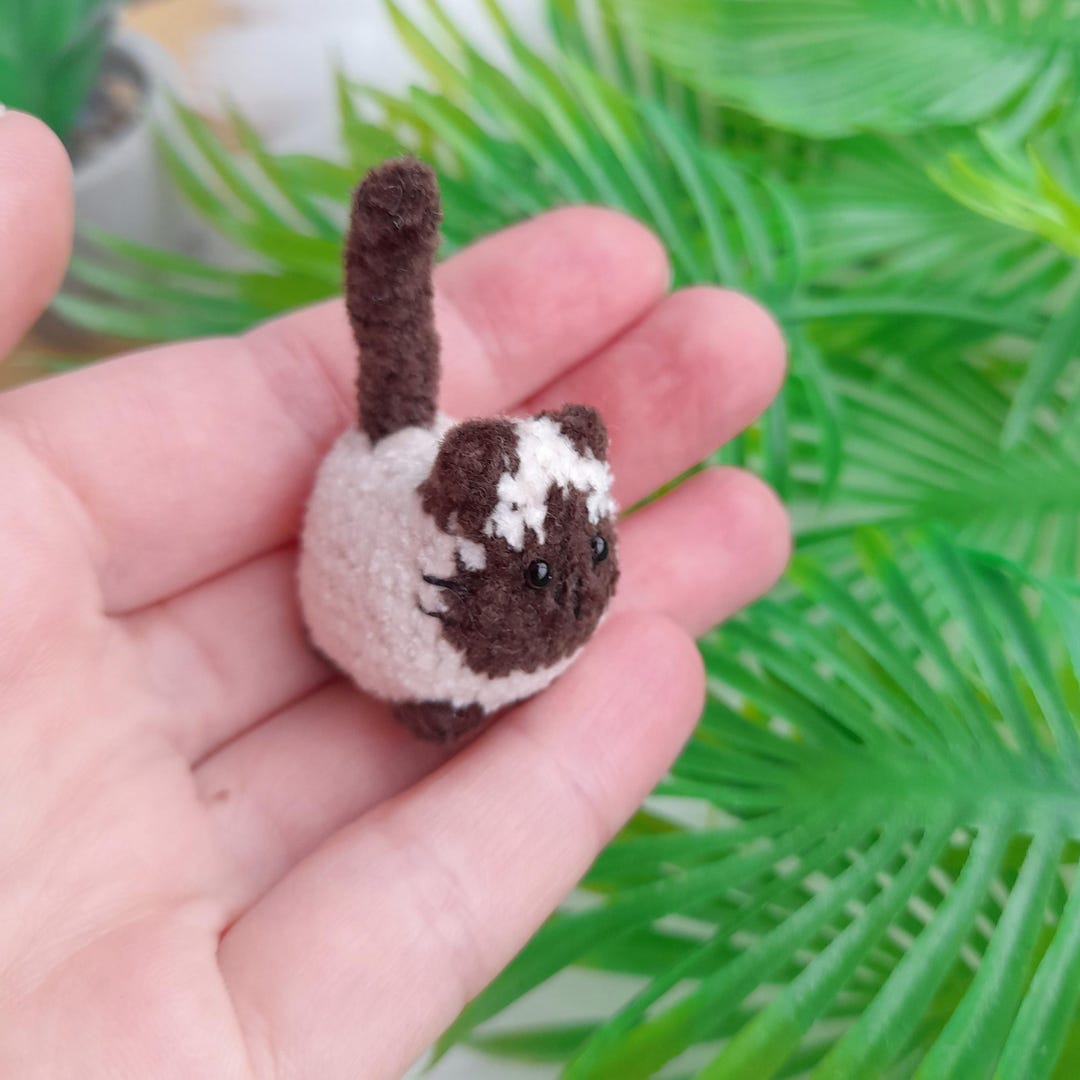 Mini Cat, Plush Crocheted Siamese Cat. Small Cute Pocket Kitten. Mini ...