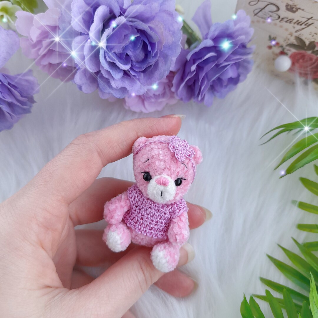 Mini Crochet Pink Teddy Bear Toy. Cute Pink Mini Teddy Bear. - Etsy