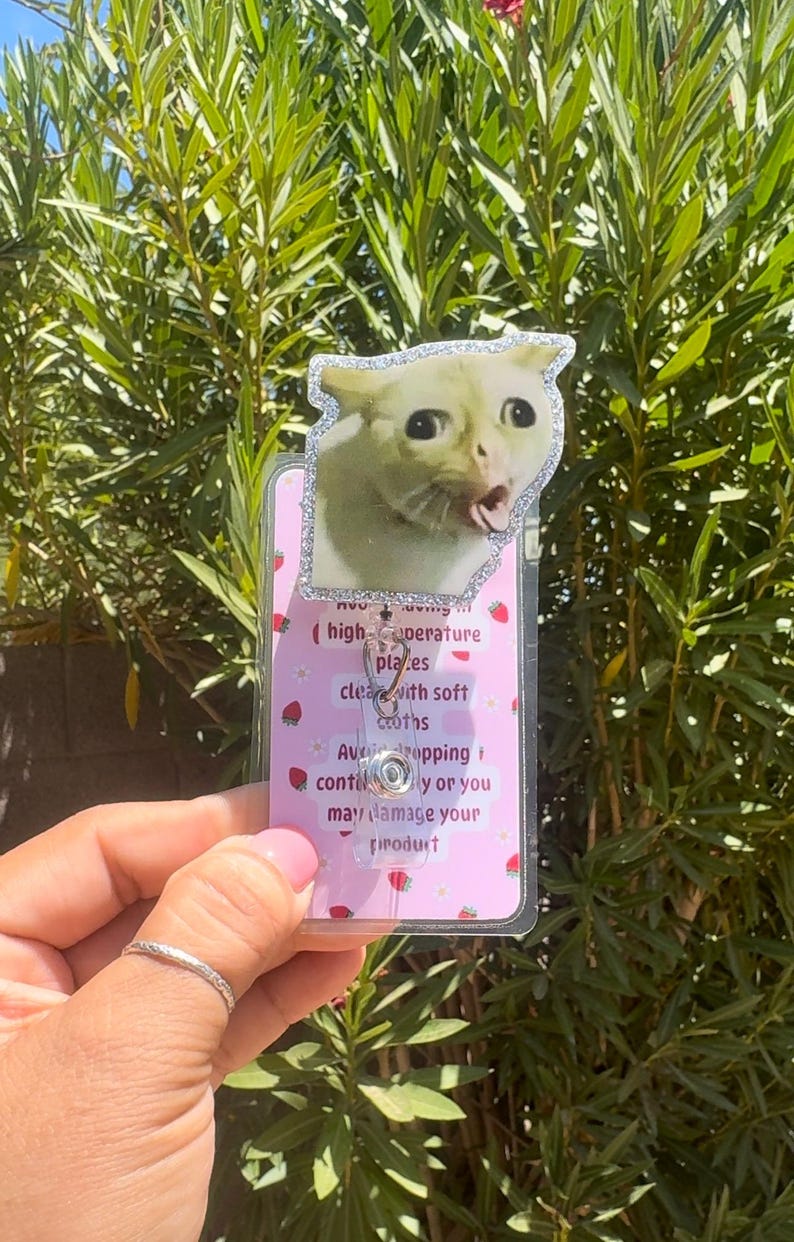 Sad Cat Meme Badge Reel/nurse Badge Reels / Latino Badge Reel/ Badge ...