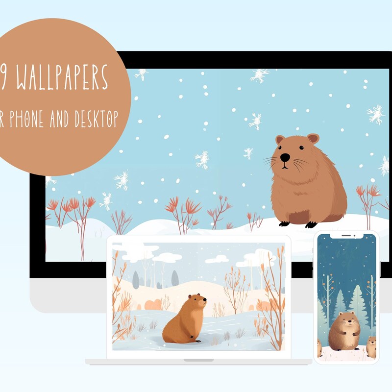 Capybara Desktop Wallpaper - Etsy