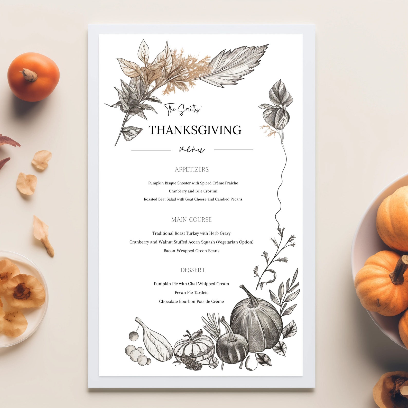Thanksgiving Customizable Menu Bundle PDF Fall Inspired Thanksgiving ...