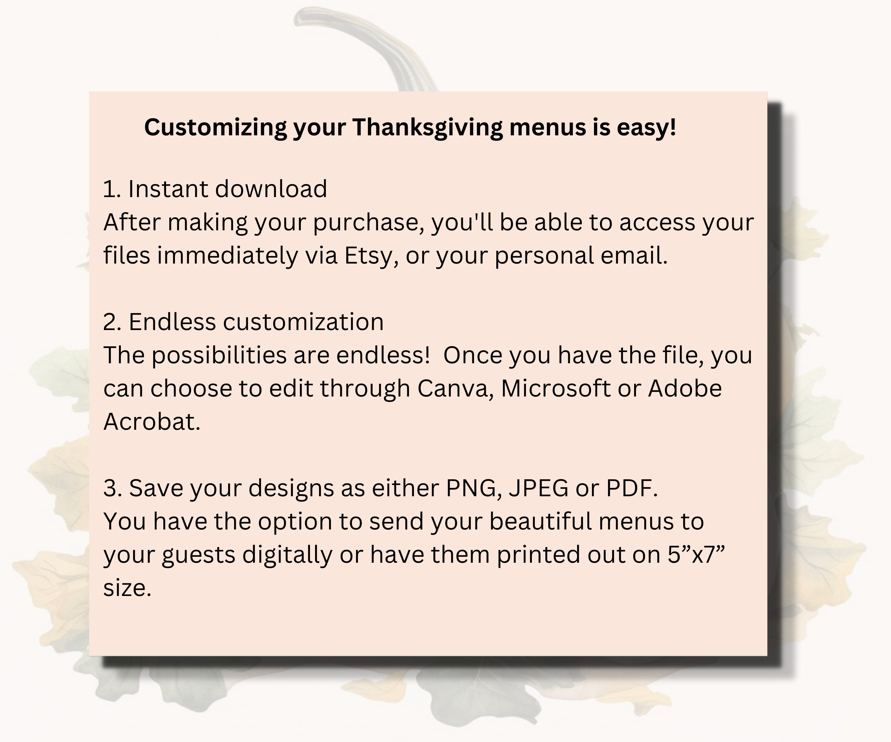 Thanksgiving Menu Customizable Canva Fall Inspired Design Personalized ...