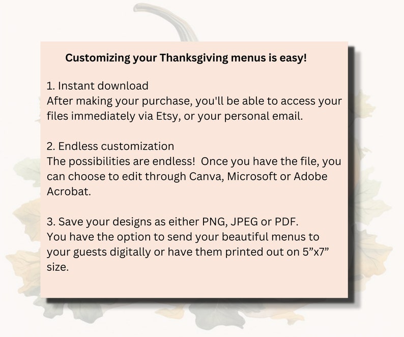 Customizable Thanksgiving Printable PDF Menu Autumn Design Canva ...