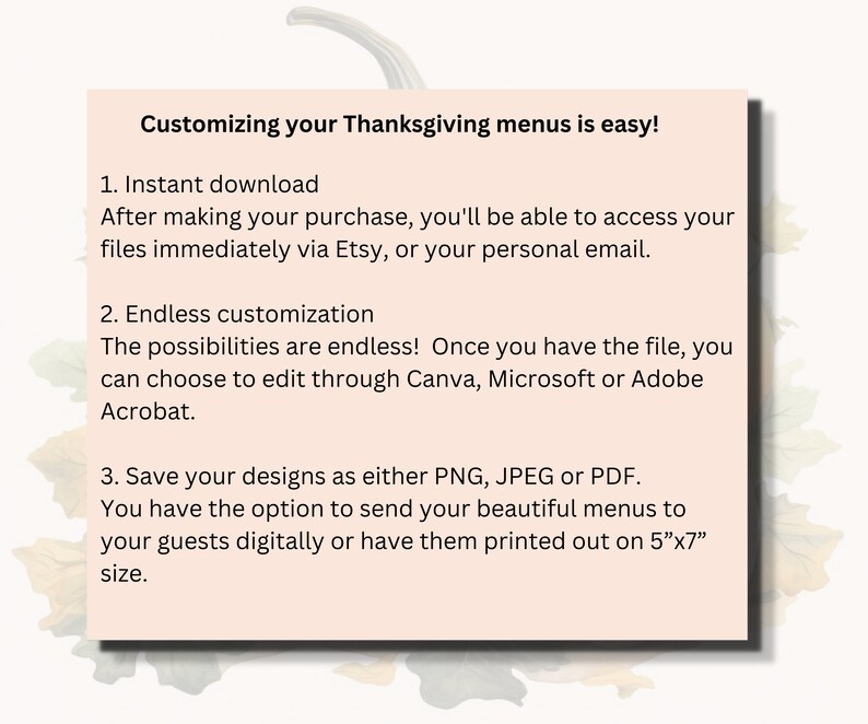 Thanksgiving Customizable Menu Bundle PDF Fall Inspired Thanksgiving ...