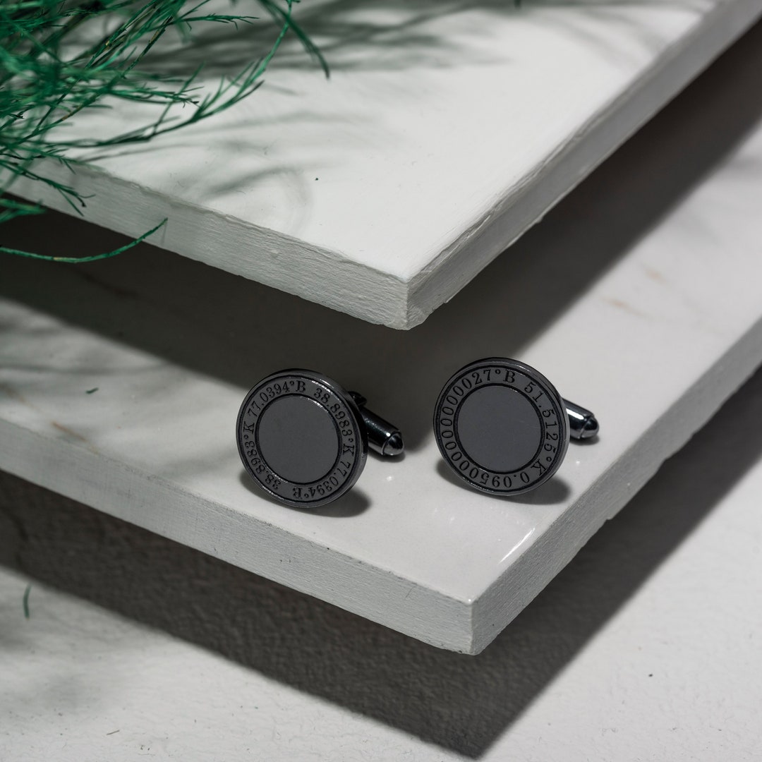 Black Silver Round Name Cufflinks, Round Name Cufflinks, Name Cufflink ...