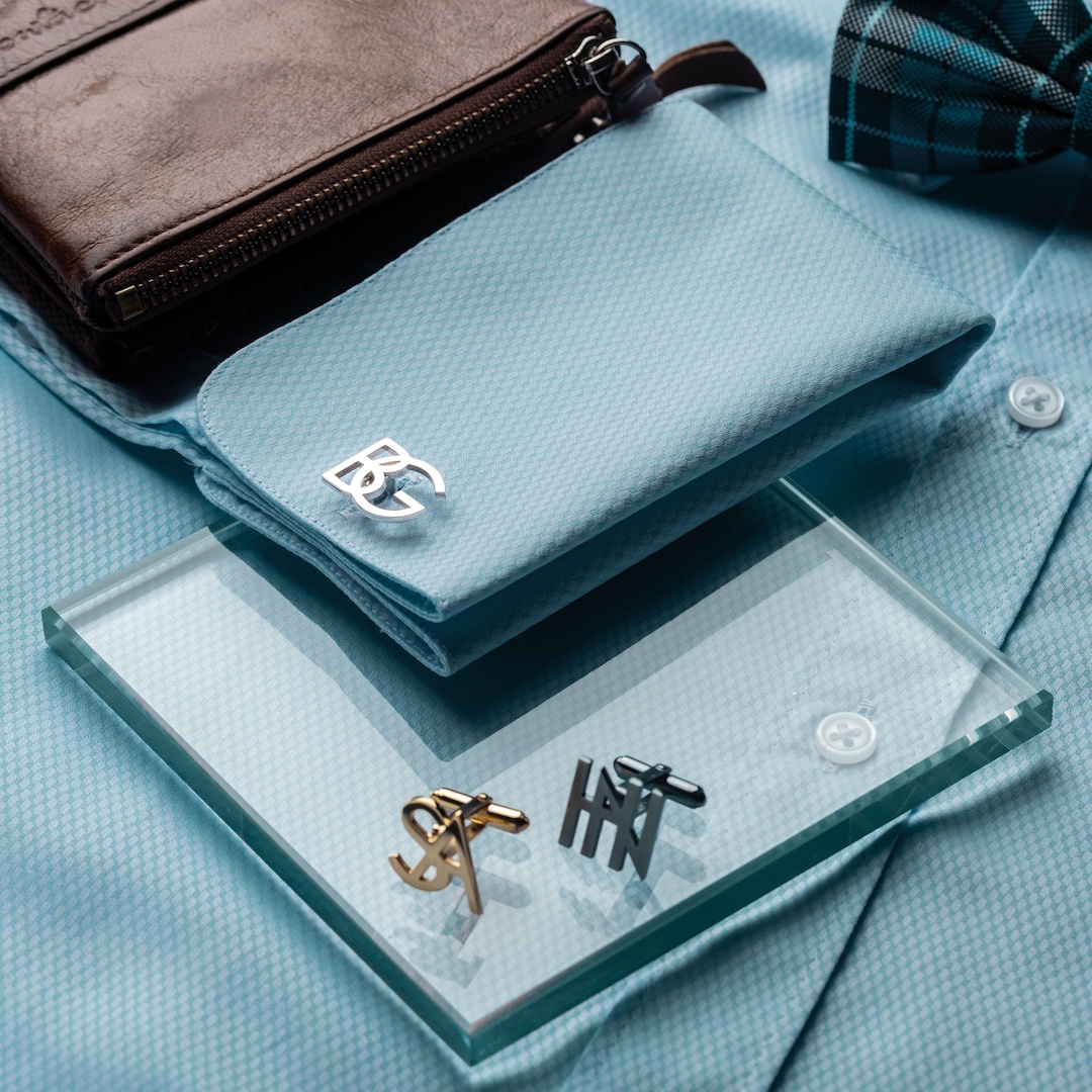 Sterling Silver Initial Cufflinks: Personalized Letter Cuff Links - Etsy