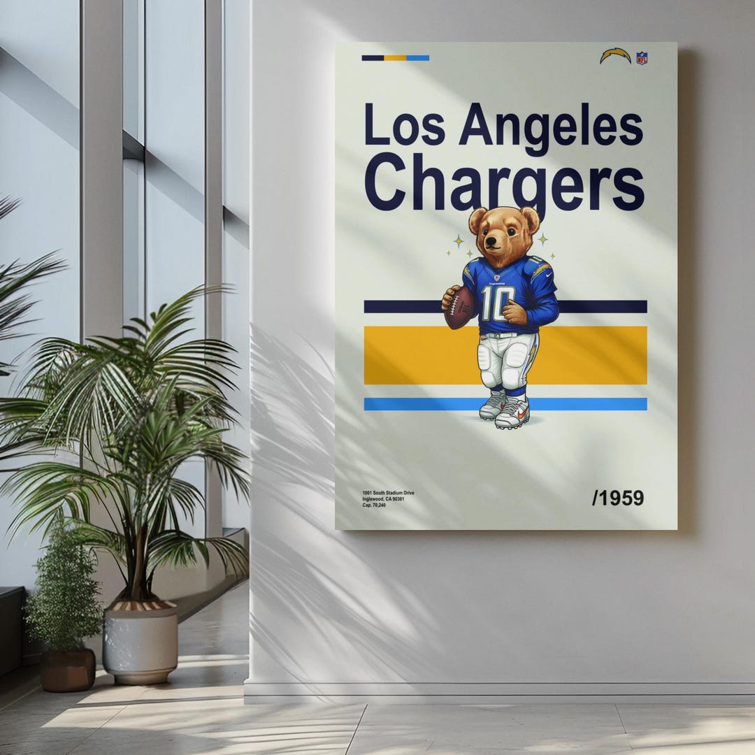 Chargers Team Teddy Bear Poster - Digital Download - Includes the ...