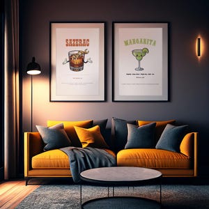 Sazerac Cocktail Poster - Rubber Hose Style Art Print - Vintage Drink ...