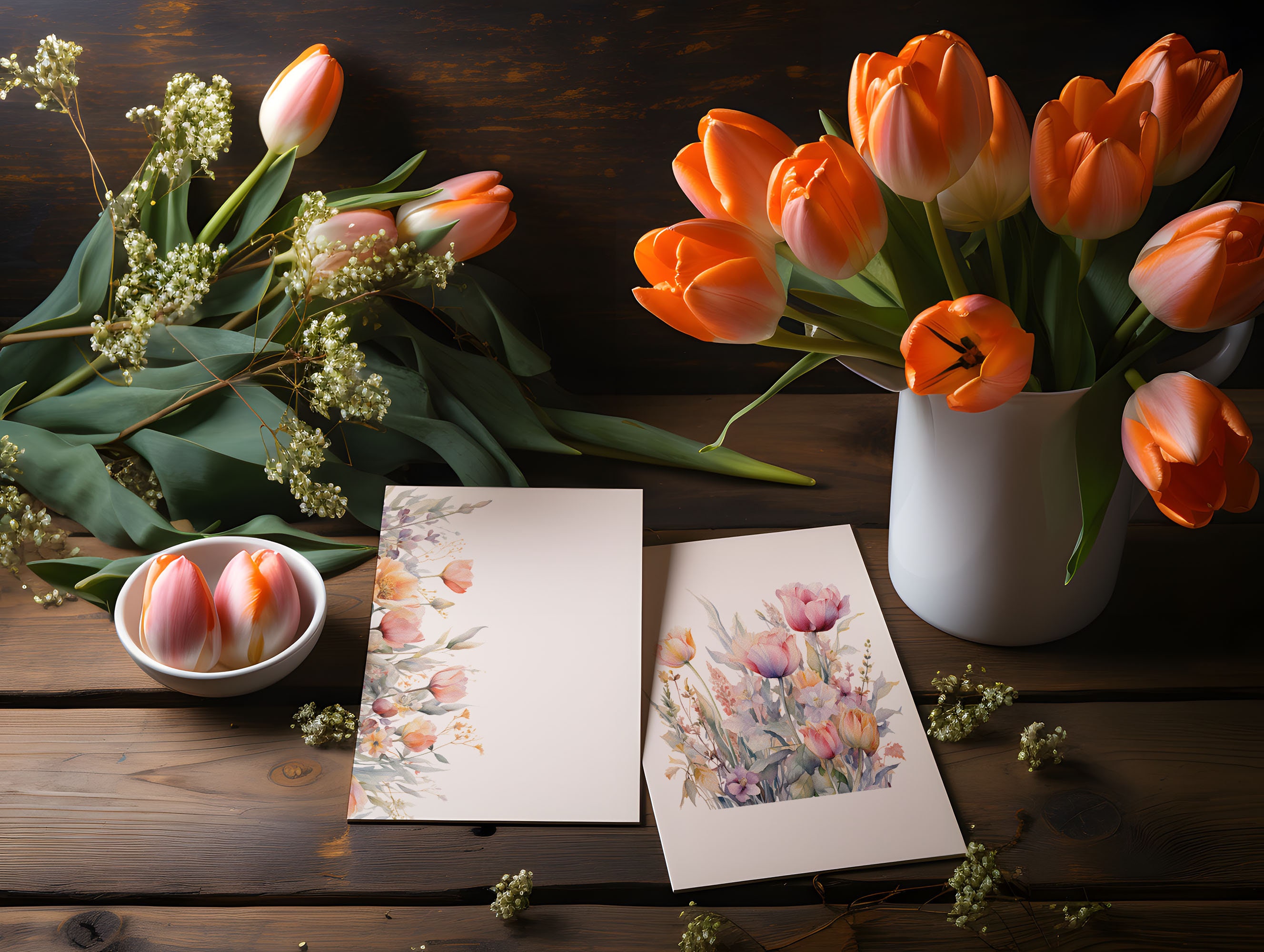 Floral Border Clipart, Bouquet Border Art, Digital Flower Borders ...