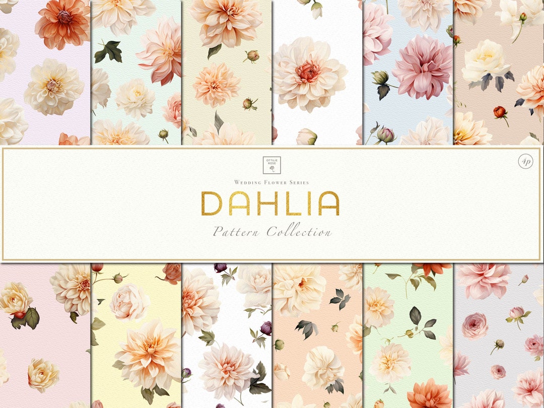 12 Dahlia Seamless Patterns Digital, Floral Digital Prints, Digital ...