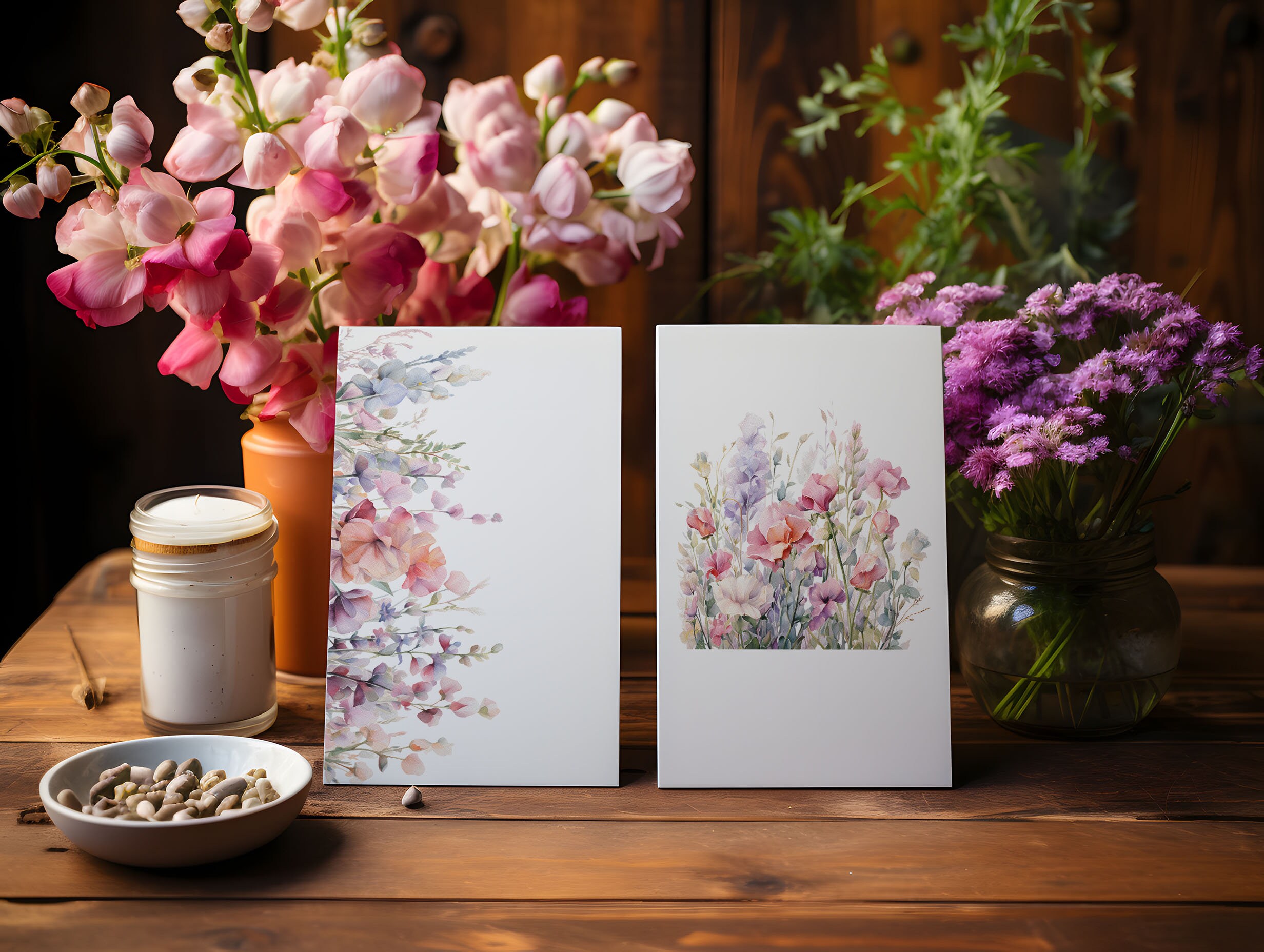 Floral Border Clipart, Bouquet Border Art, Digital Flower Borders ...