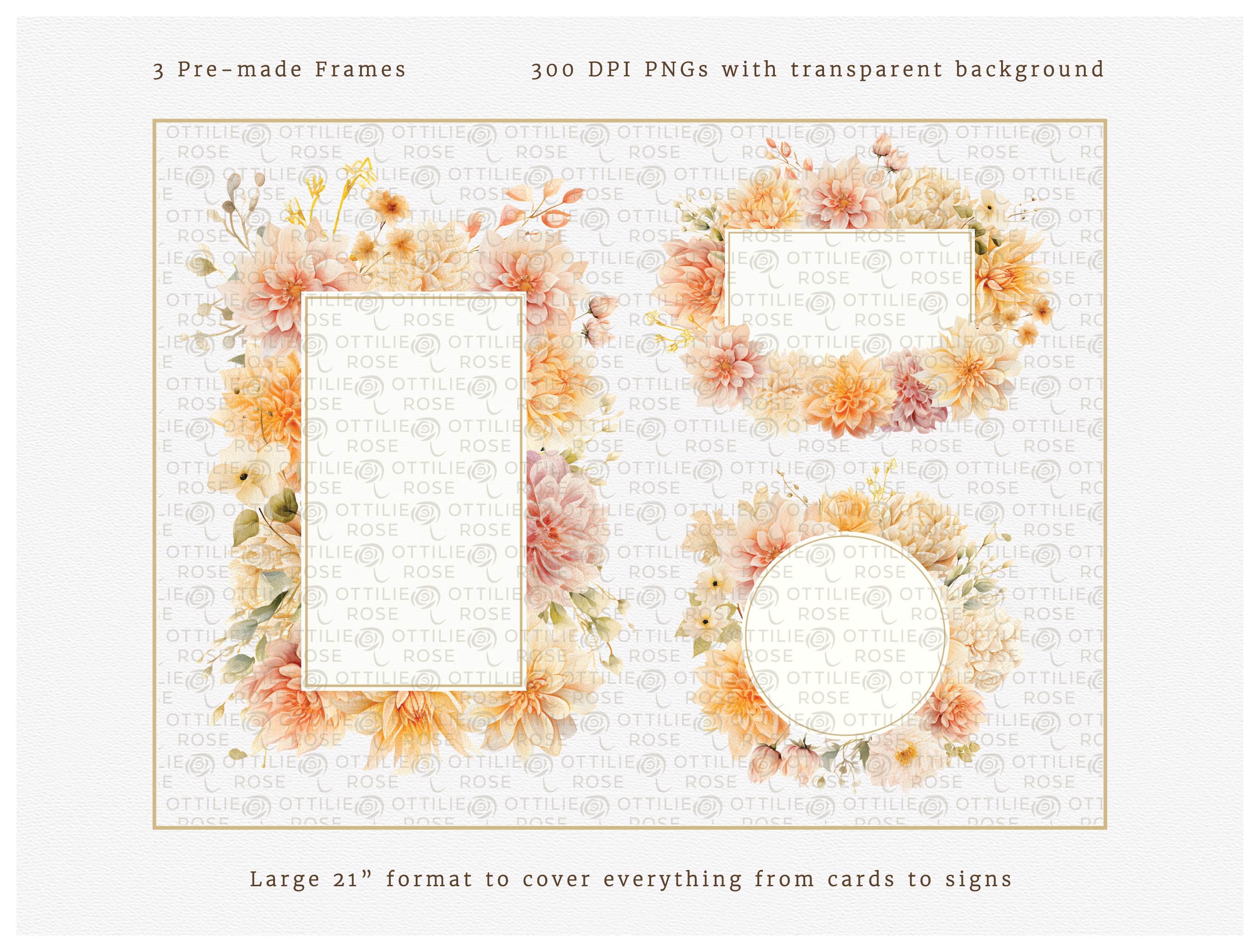 Dahlia Floral Clipart, Watercolor Flowers PNG Bundle, Wedding Digital ...