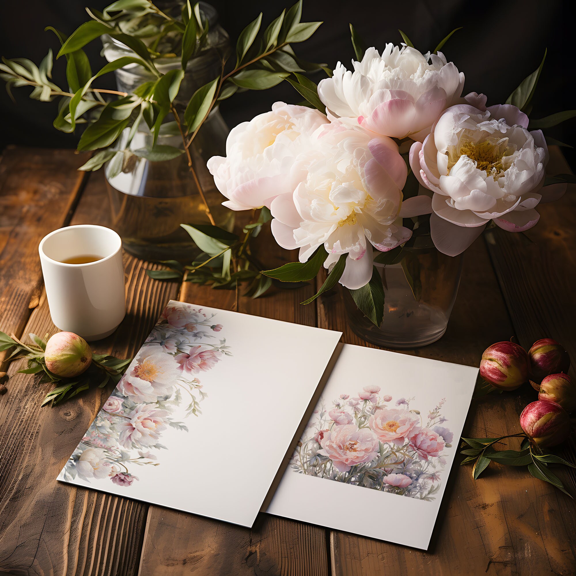 Floral Border Clipart, Bouquet Border Art, Digital Flower Borders ...