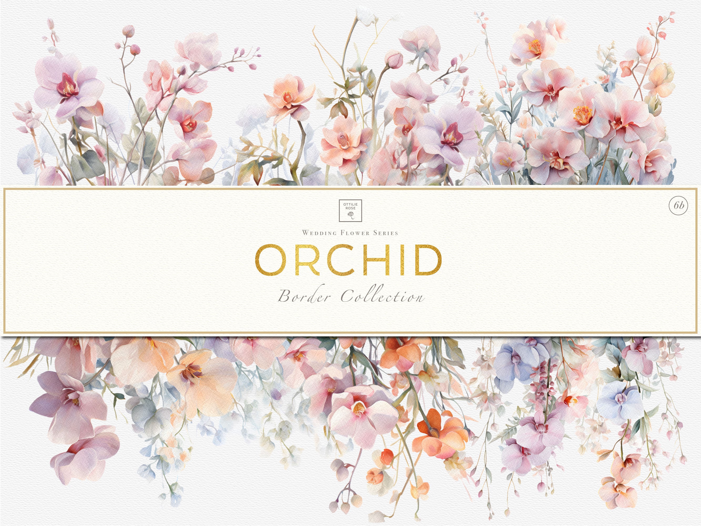 Floral Border Clipart, Bouquet Border Art, Digital Flower Borders ...