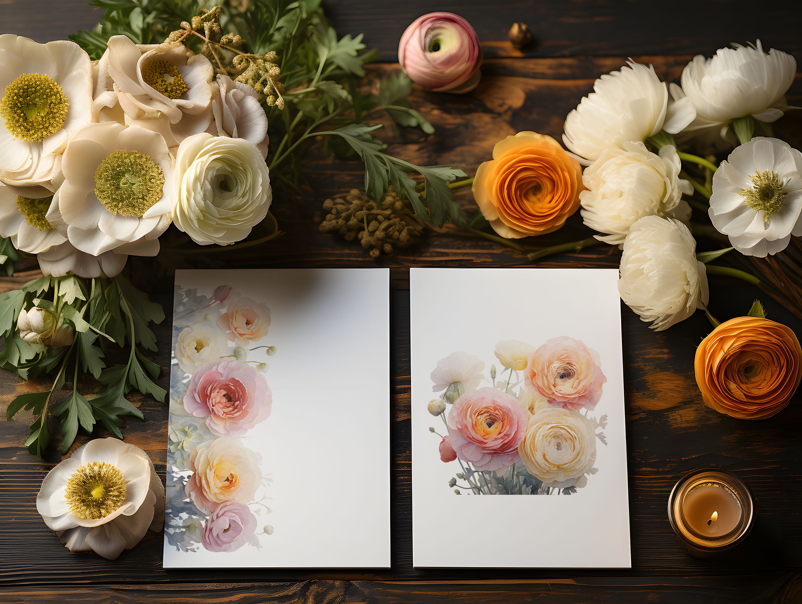 Floral Border Clipart, Bouquet Border Art, Digital Flower Borders ...