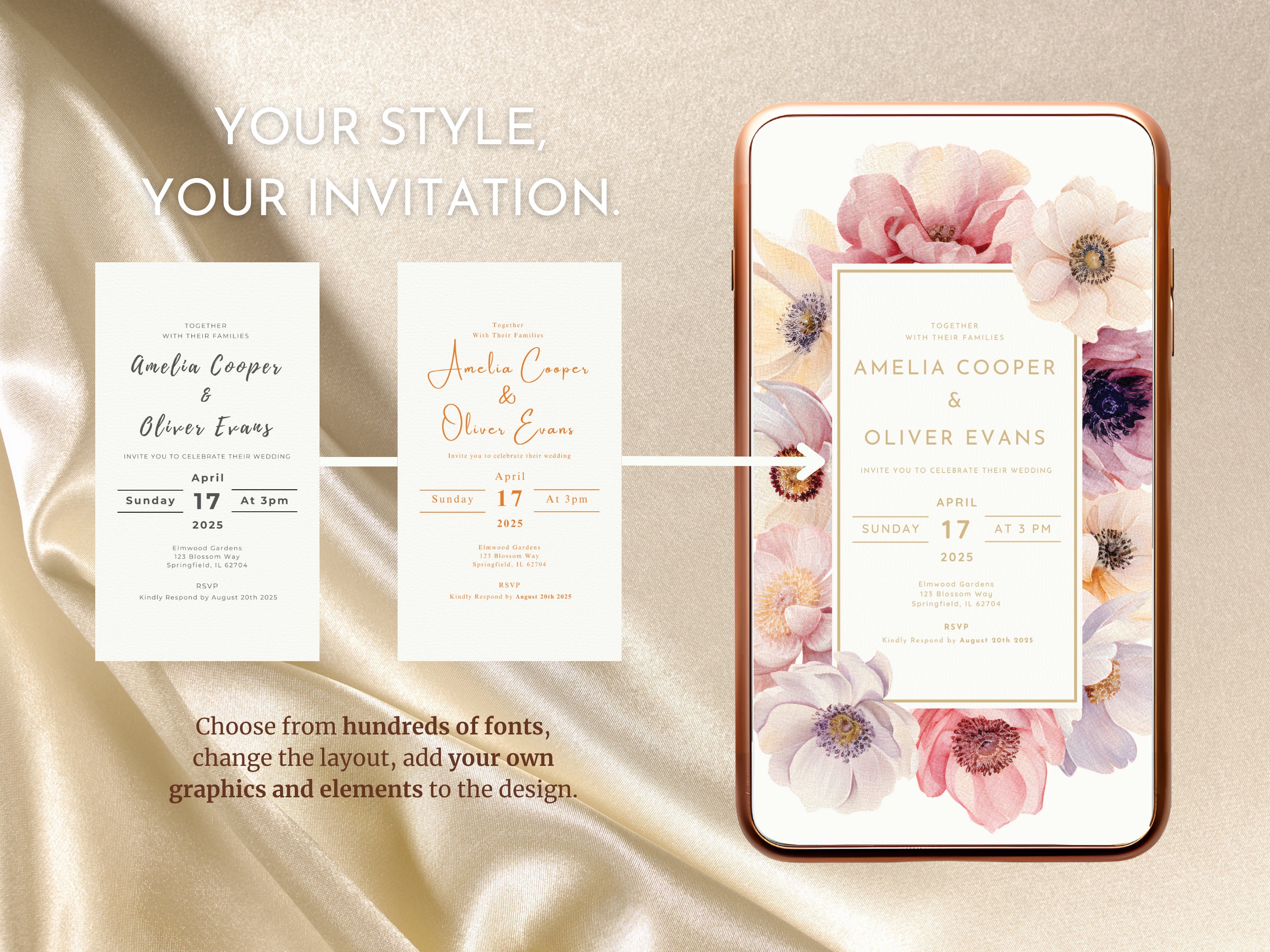 Digital Wedding Invitation Template, Editable Wedding Smartphone Invite ...