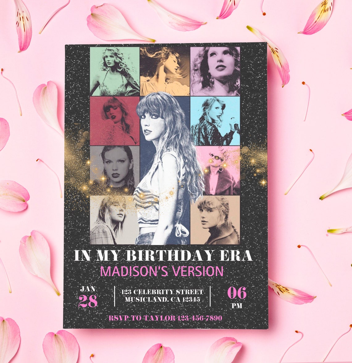 Eras Birthday Invitation, Taylor Party Invite, Eras Party Decorations ...