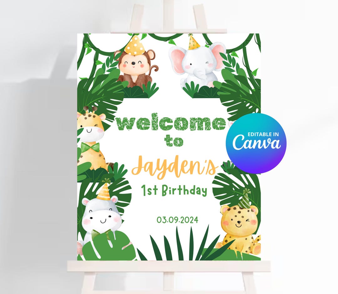 Editable Safari Birthday Party Welcome Sign Template, Safari Birthday ...