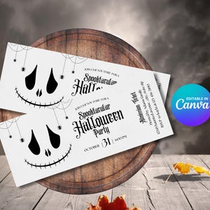 Editable Halloween Ticket Invitation Spooky Party Entry Pass ...