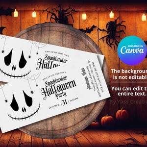 Editable Halloween Ticket Invitation Spooky Party Entry Pass ...
