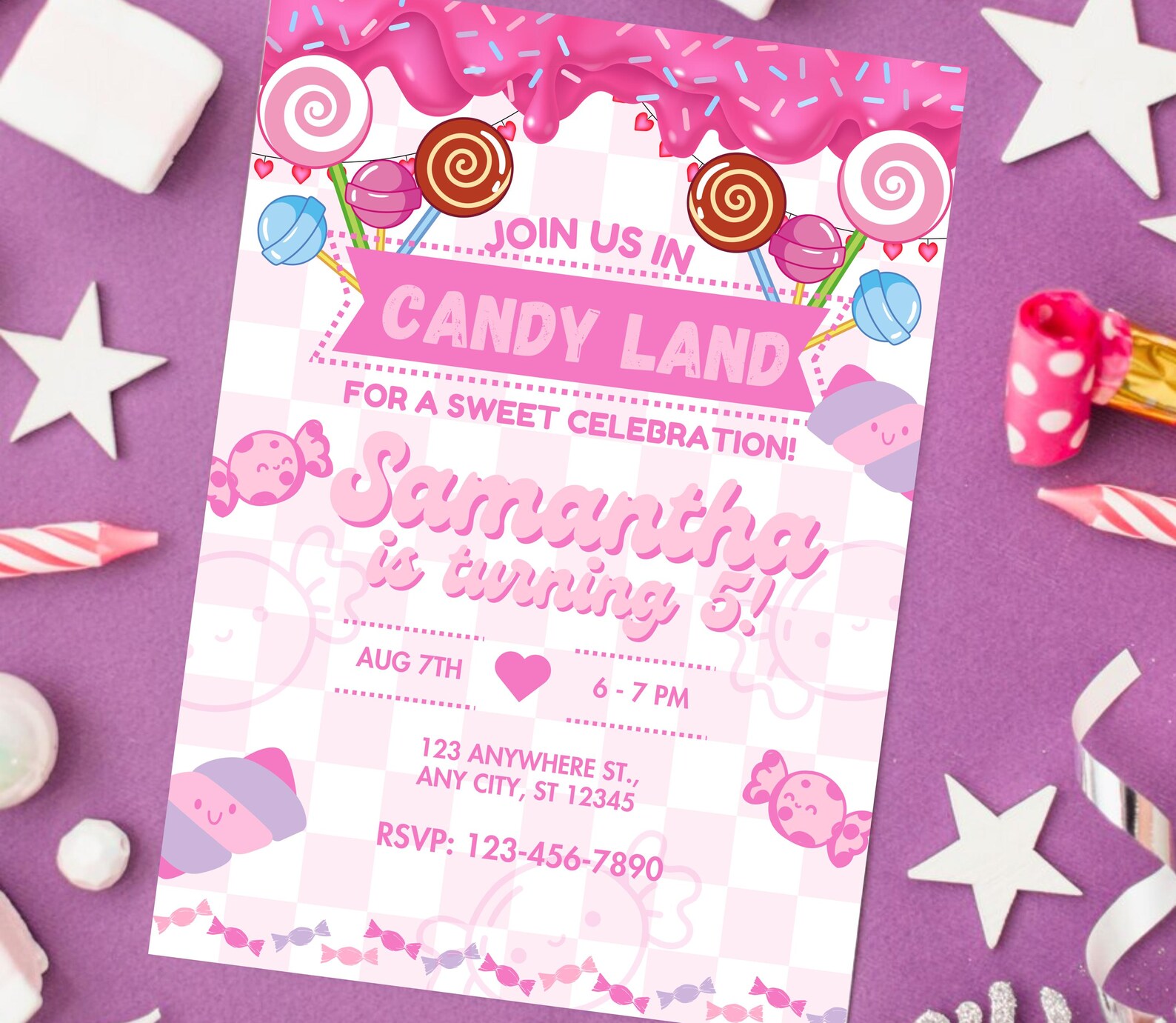 Editable Candy Birthday Invitation Template , Sweet Celebration Party ...