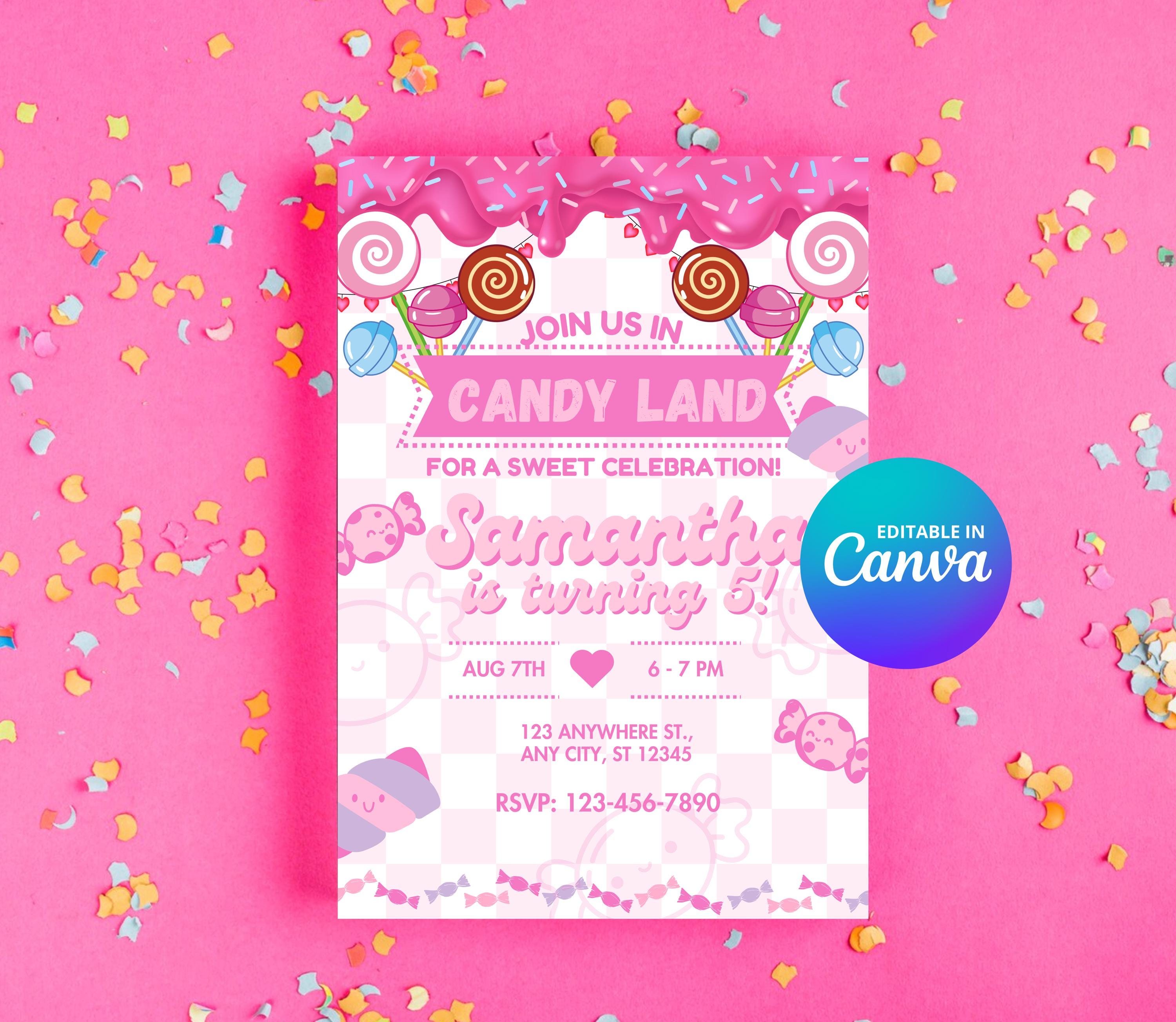 Editable Candy Birthday Invitation Template , Sweet Celebration Party ...