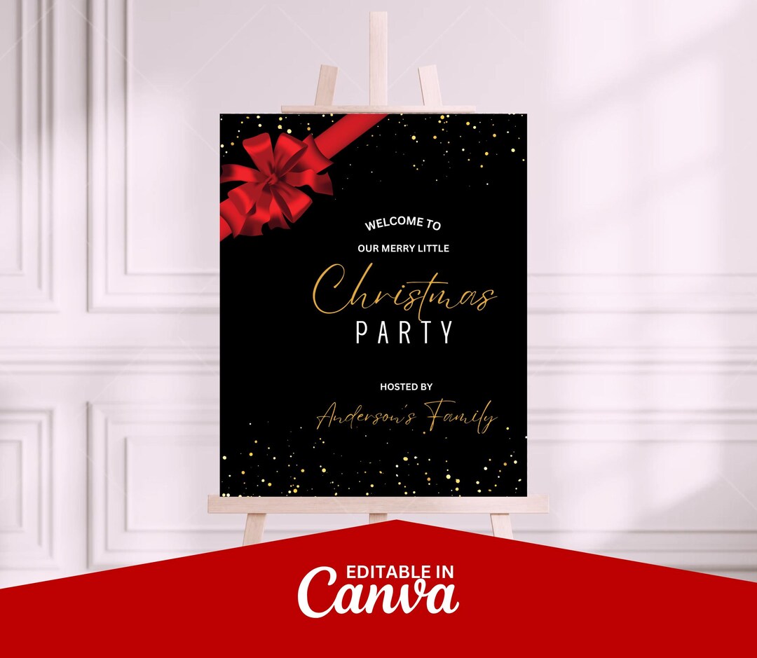 Editable Christmas Welcome Sign, Christmas Party Sign, Holiday Welcome ...