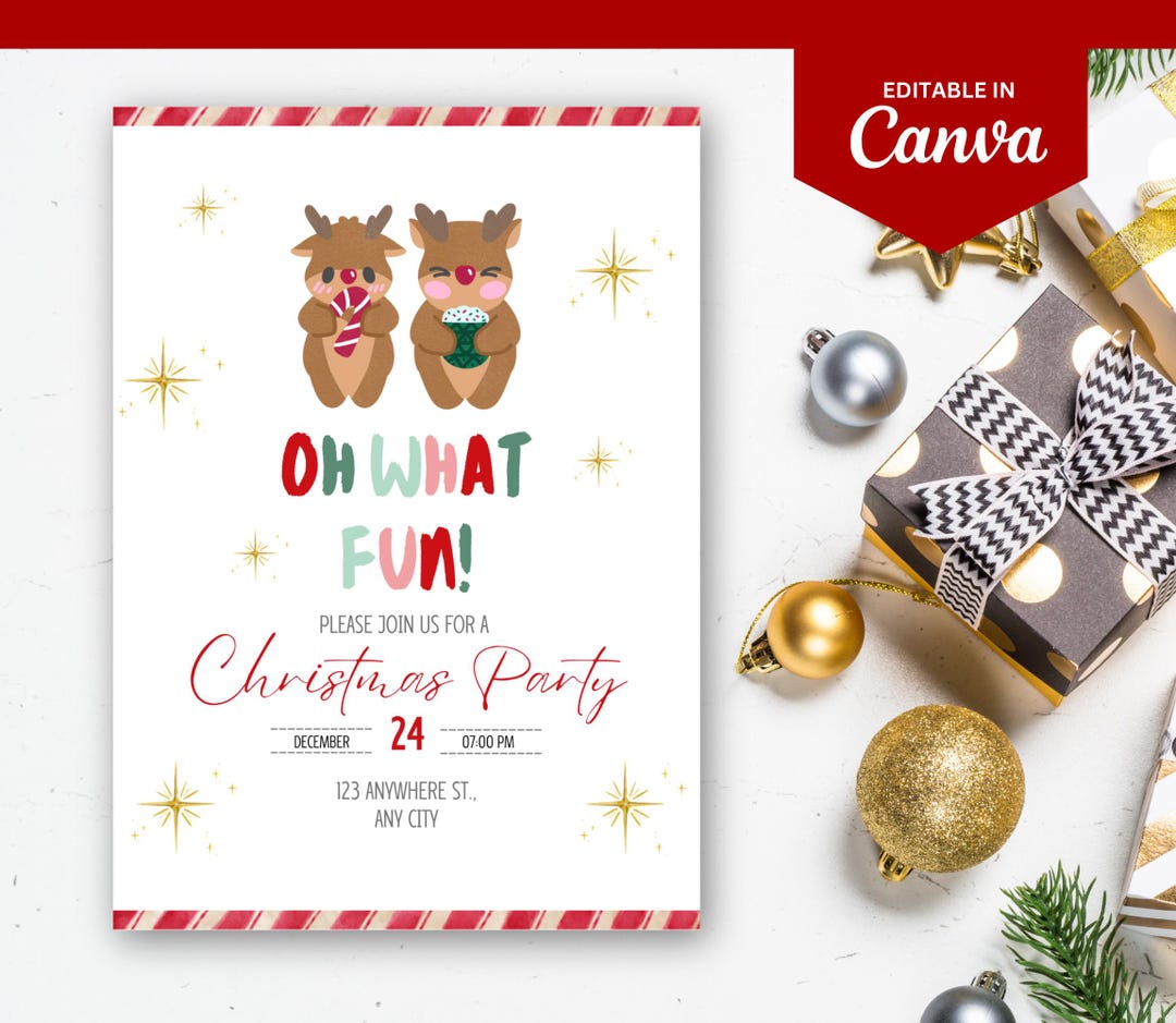Editable Christmas Party Invitation, Holiday Party Invitation Template, Christmas Party ...
