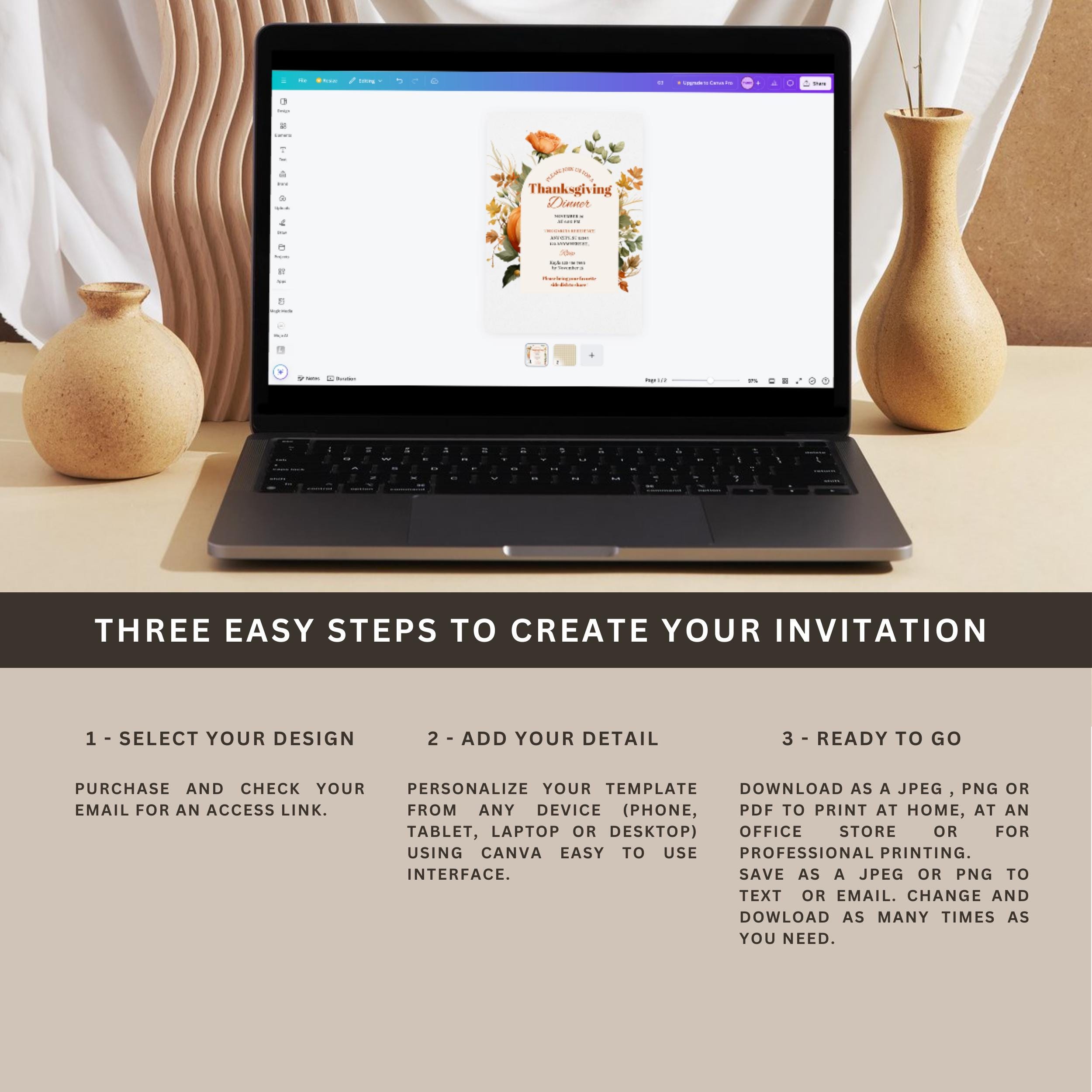 Editable Thanksgiving Dinner Invitation, Thanksgiving Party, Printable ...