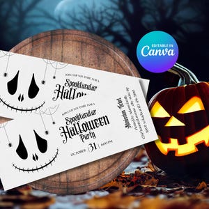 Editable Halloween Ticket Invitation Spooky Party Entry Pass ...