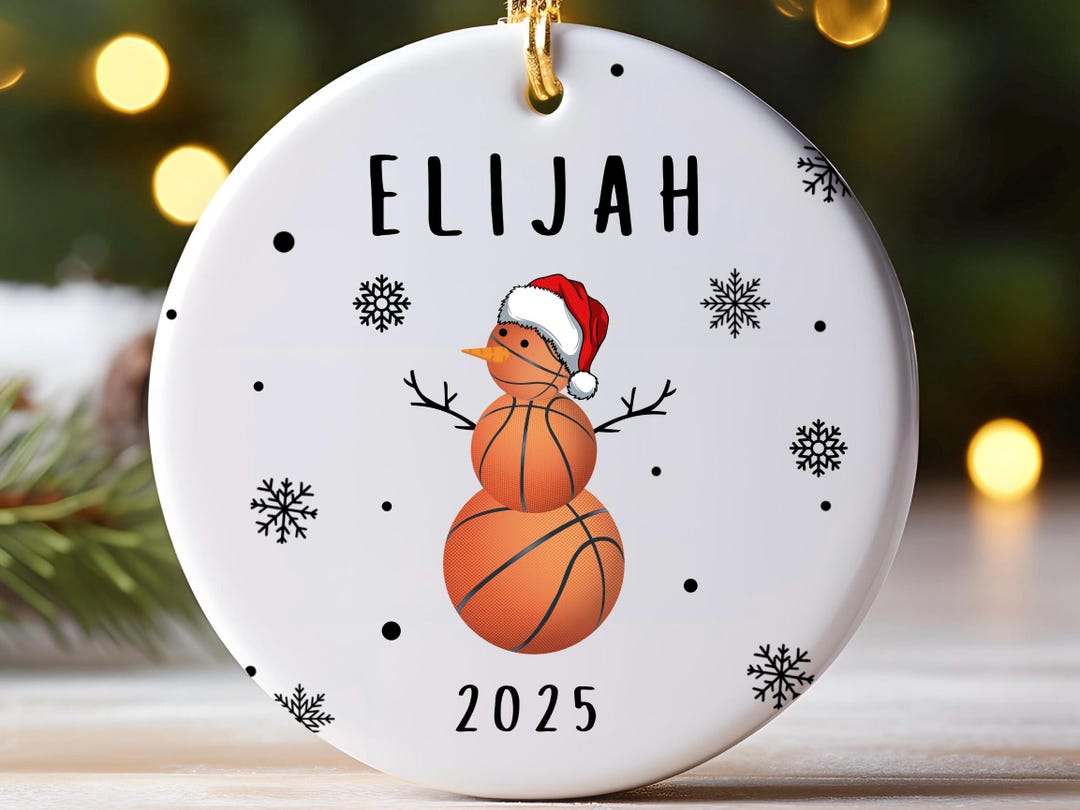 Personalized Basketball Snowman Ornament Custom Christmas Basketball ...