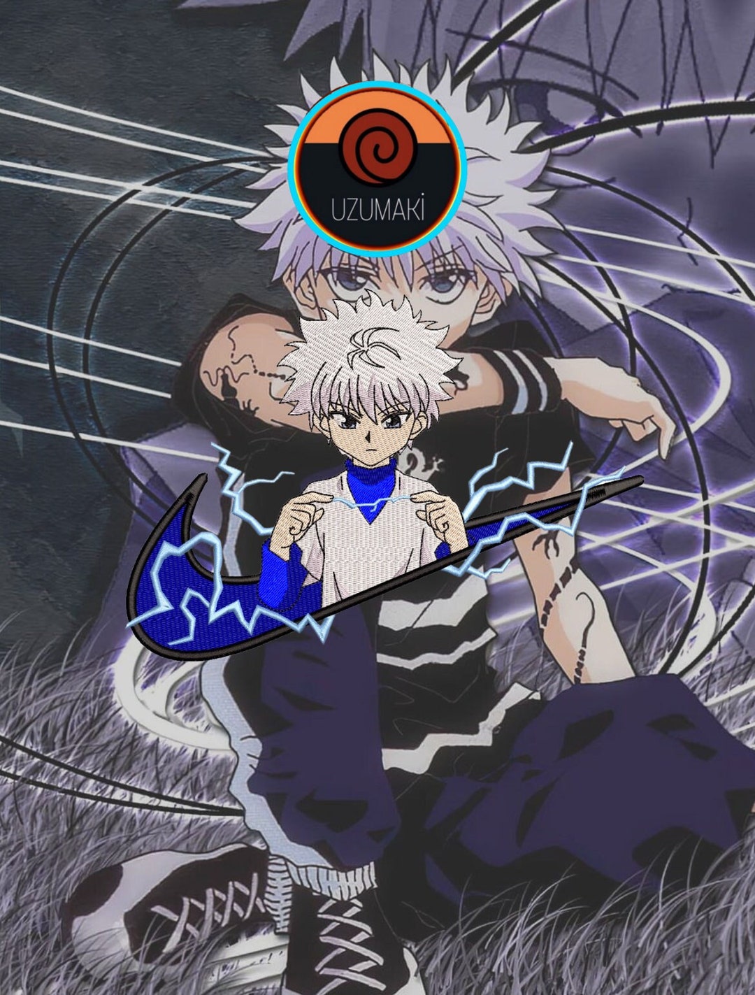 Killua Swoosh,digital File, Embroidery, Dst,vp3,pes, Ricoma, Tajima ...