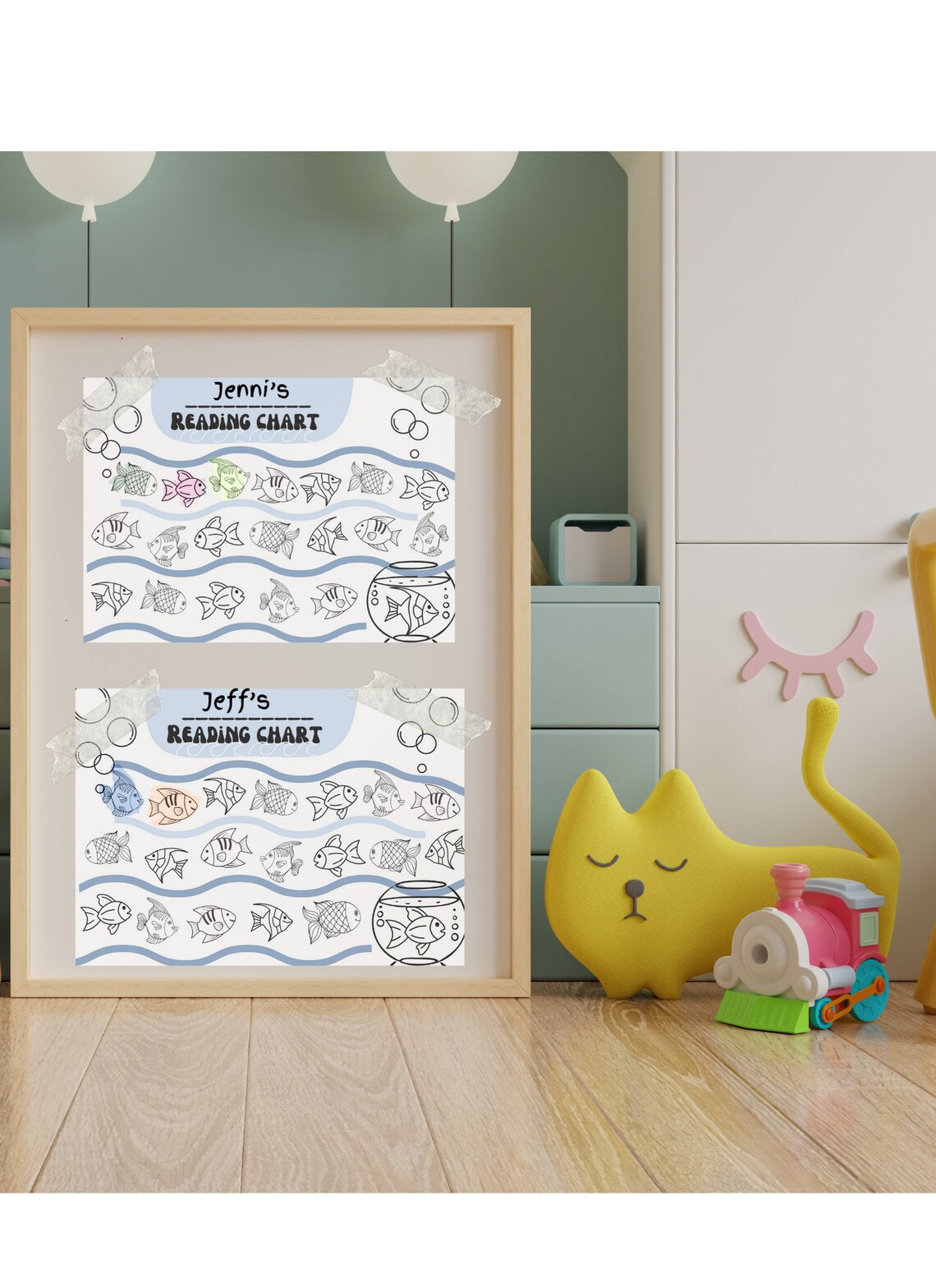 Swimming Fish Reading Chart Coloring Page, 20 Books, 5 Types of Fish ...