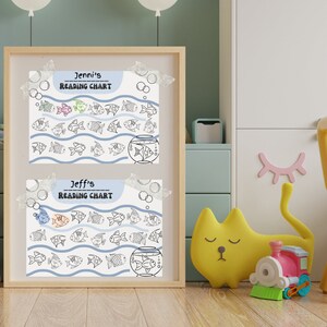 Swimming Fish Reading Chart Coloring Page, 20 Books, 5 Types of Fish ...