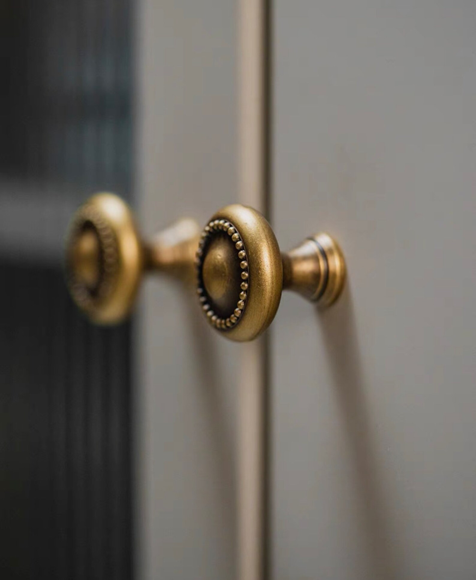 2 Pcs Polka Dots Solid Brass Knobs, Bronze French Style Cabinet Knobs ...