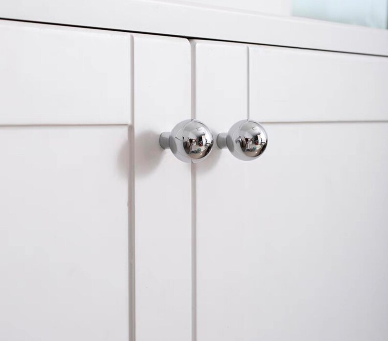 Silver Ball Cabinet Brass Knob, Drawer Round Chrome Heavy Pulls - Etsy