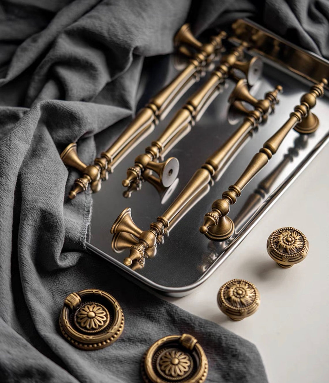 2 Pcs Polka Dots Solid Brass Knobs, Bronze French Style Cabinet Knobs ...