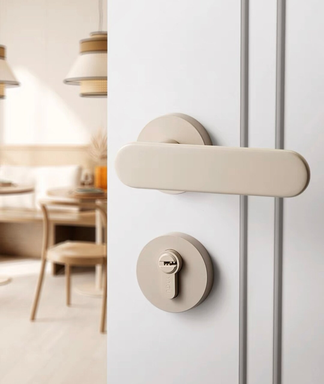 Beige Door Lever, Designer Door Lock, Minimalist Silent Door Lever ...